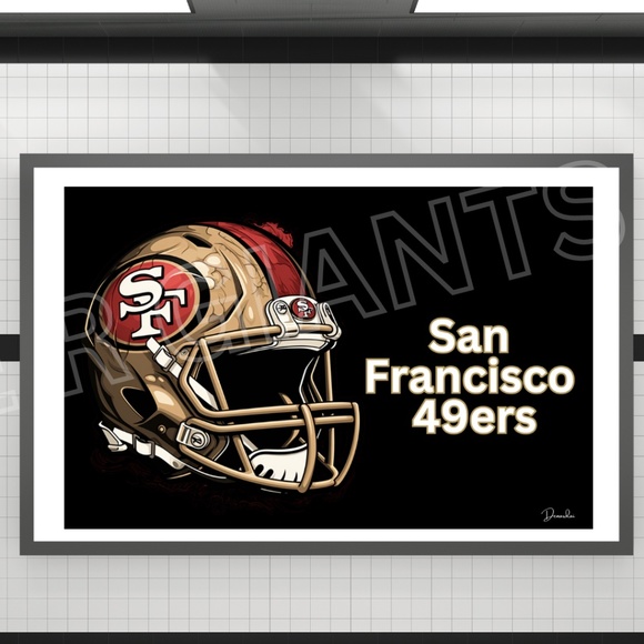 Wall Decor | San Francisco 49ers Poster 17x11 49ers Helmet Wall Art Nfl ...